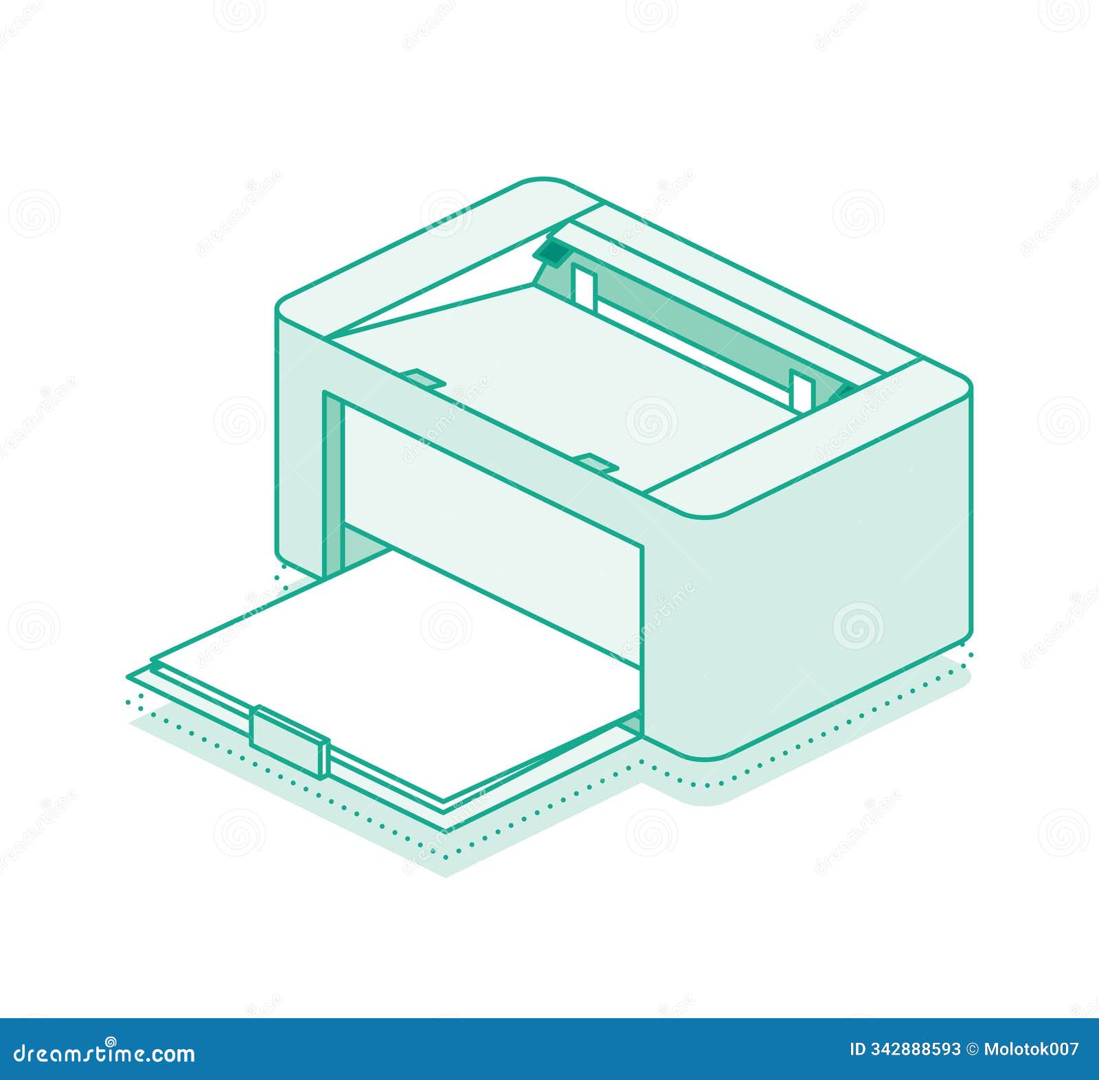 Isometric Printer with Paper. Outline Object Stock Vector ...