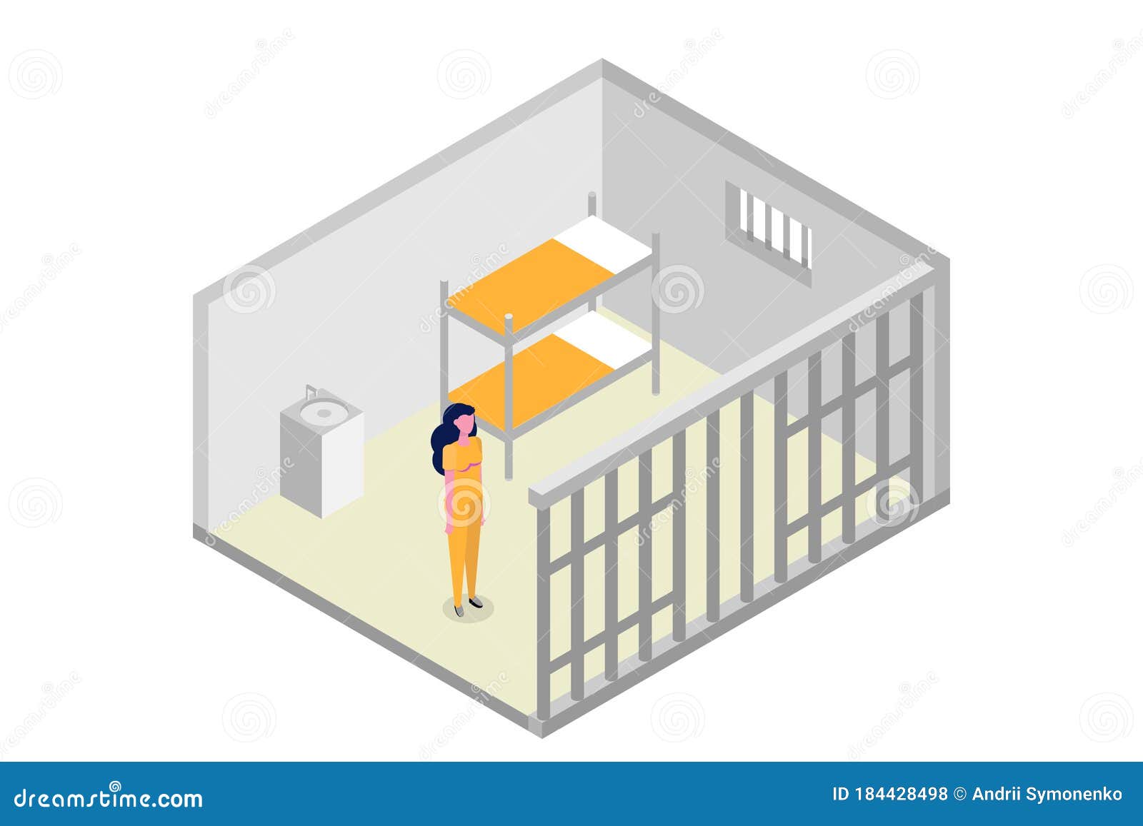 Isometric Prison Cell. Vector Jail, Incarceration Concept Stock Vector ...