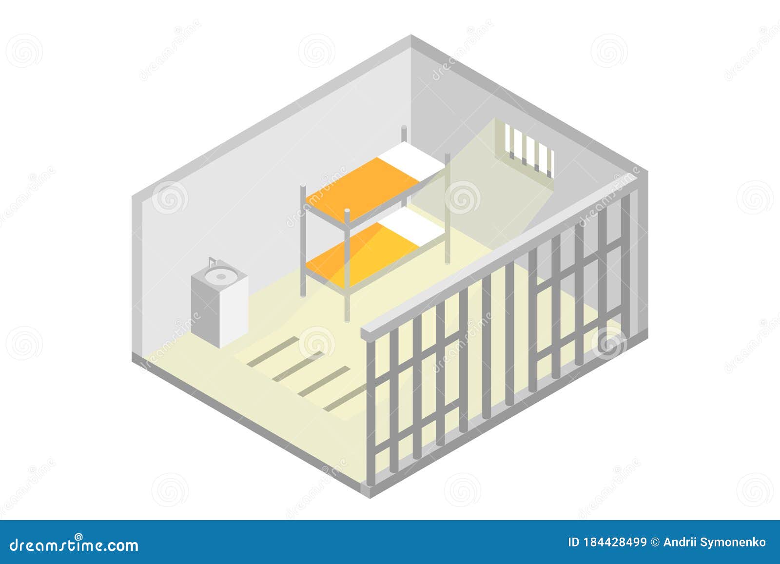 Isometric Prison Cell. Vector Jail, Incarceration Concept Stock Vector ...