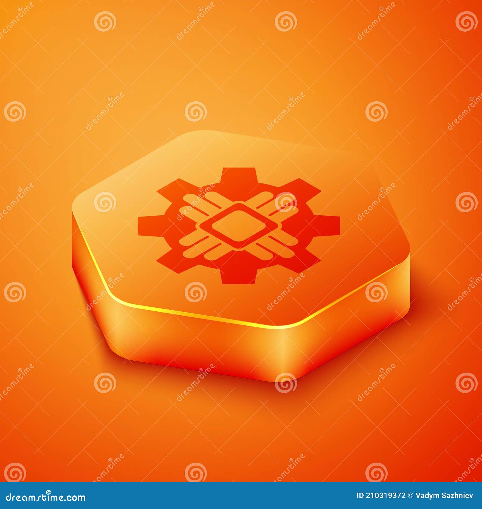 Isometric Processor Icon Isolated on Orange Background. CPU, Central ...