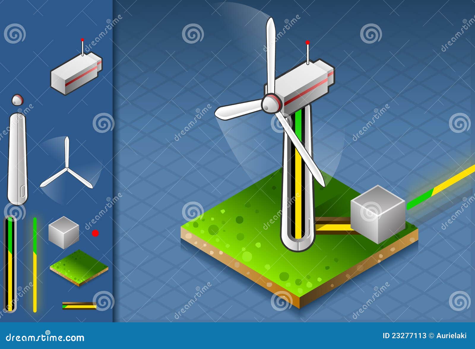 Isometric Production of Energy through Wind Turbin Stock Vector ...