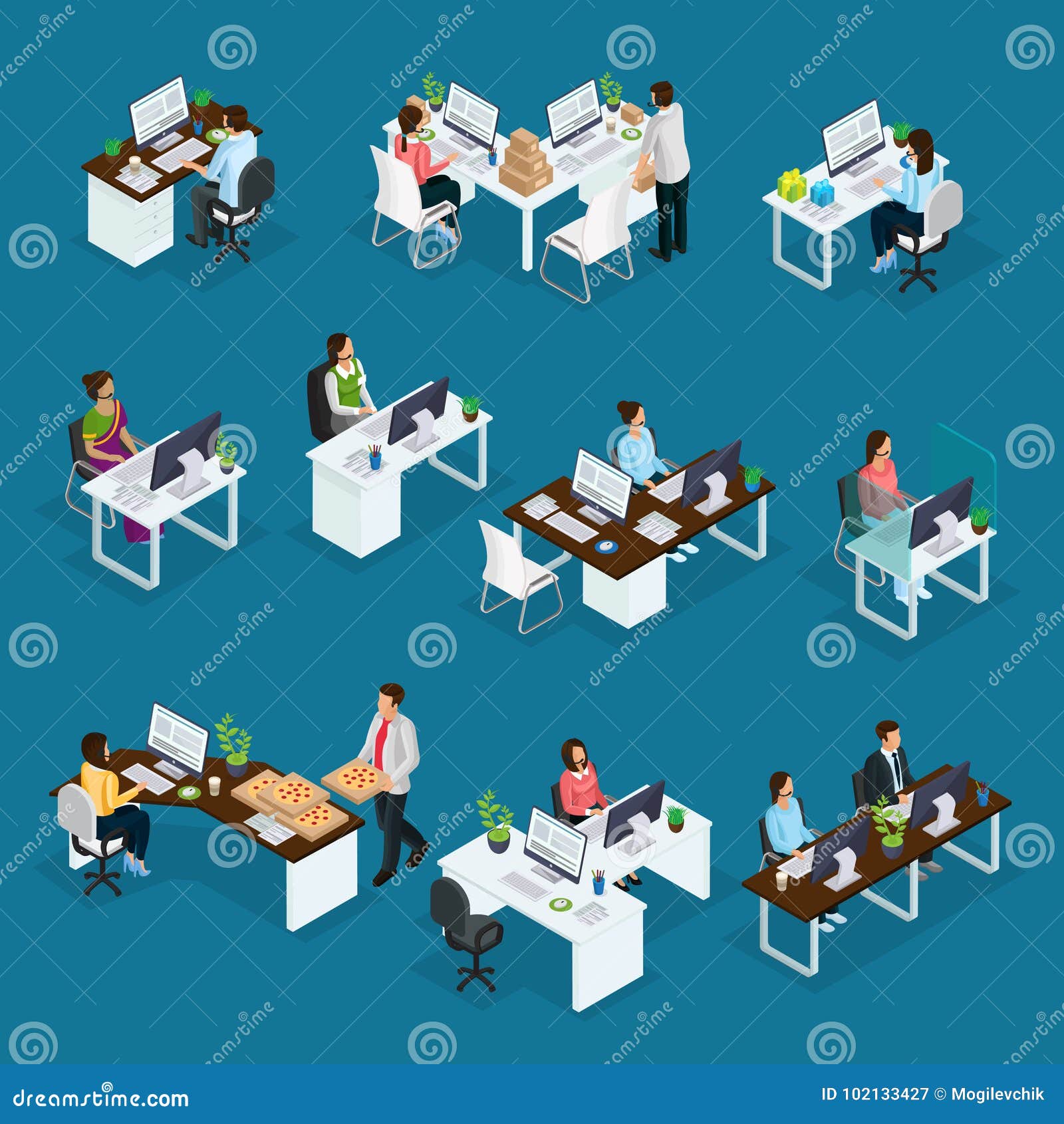 Isometric Professional Support Workers Set Stock Vector - Illustration ...