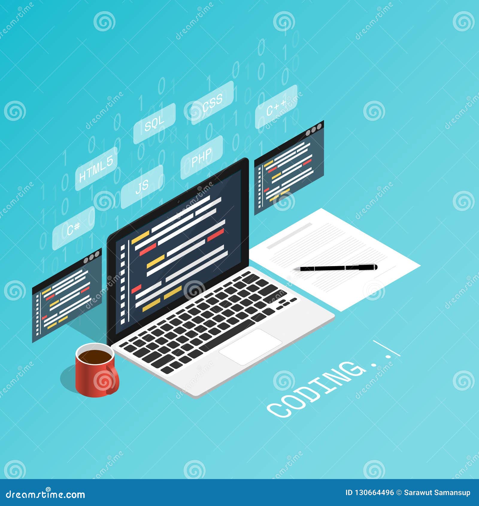 Programmer Coding Binary Computer,programmer Skill Isometric Vector ... Programmer Coding Binary Computer,programmer Skill Isometric Vector ...