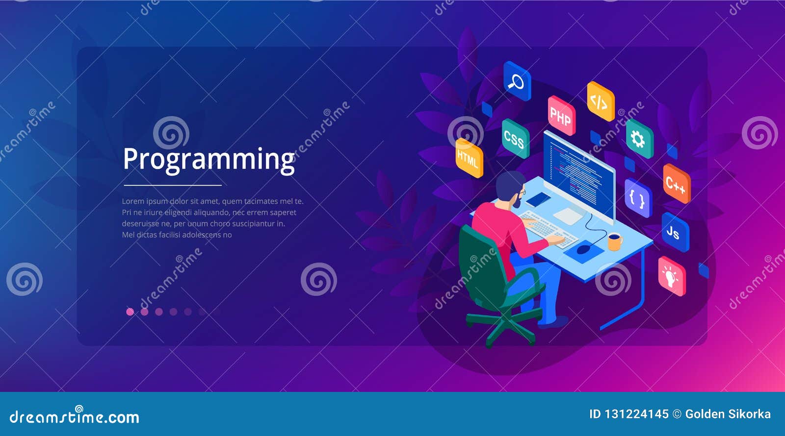 Isometric Programmer Coding New Project Web Developer Programming Concept Stock Vector