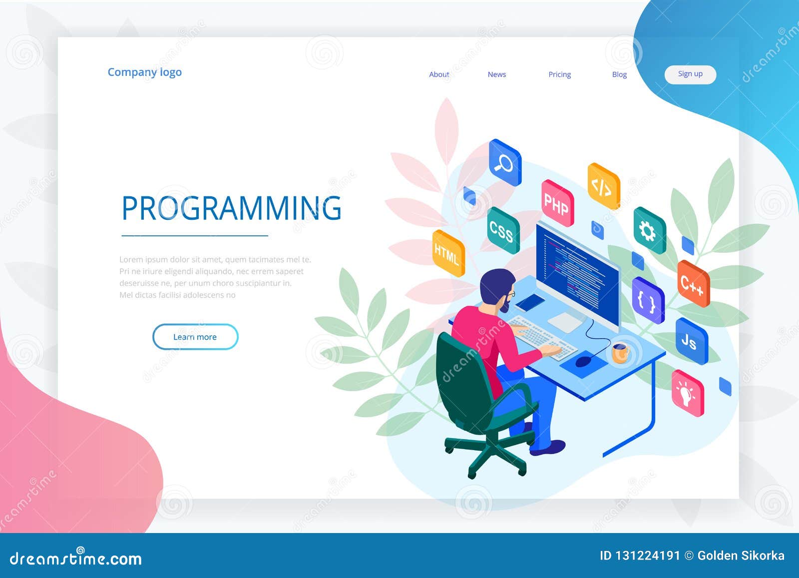 Isometric Programmer Coding New Project Web Developer Programming Concept Stock Vector