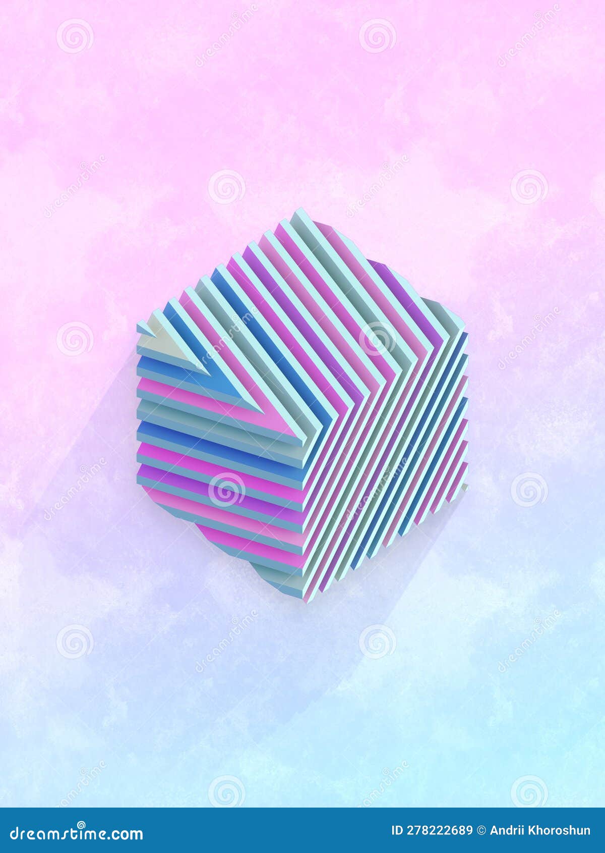 Isometric Projection of a Bright Cube with a Trendy Gradient Divided ...