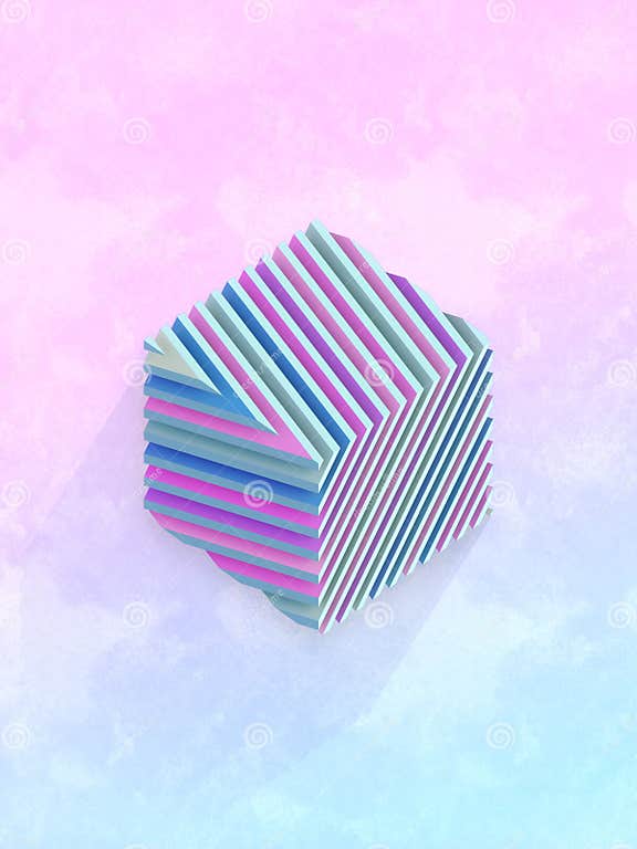 Isometric Projection of a Bright Cube with a Trendy Gradient Divided ...