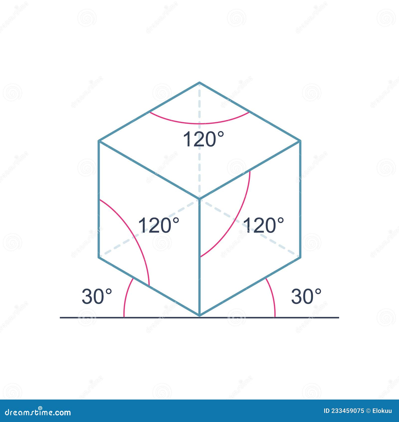 Isometric Projection Cube with Marked Angles. Vector Illustration Stock ...