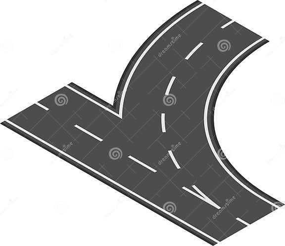Isometric Projection Depicting a Right Turning Road Intersecting ...