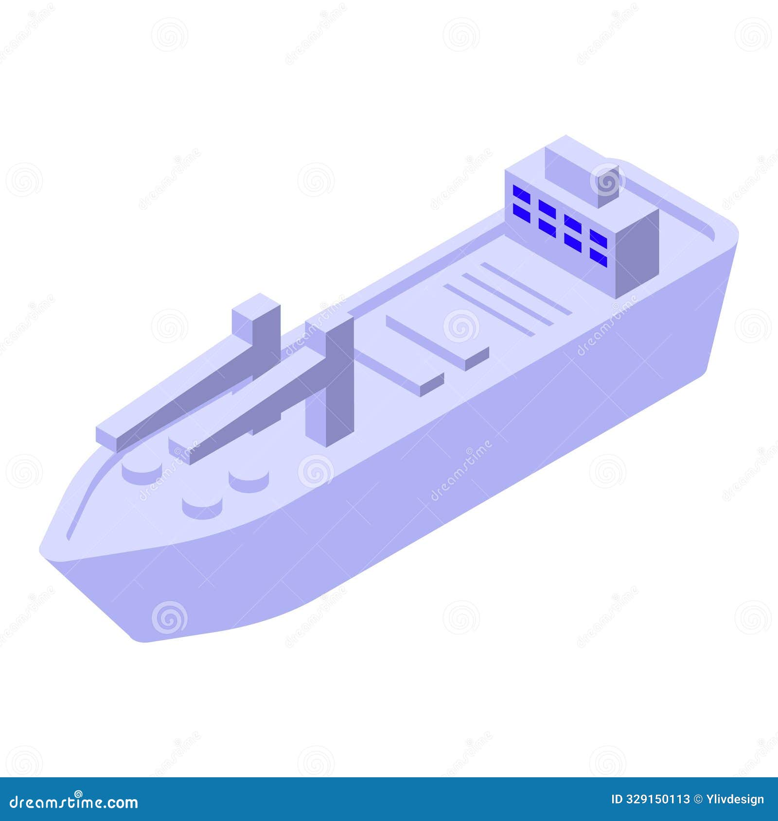 Isometric Projection of Empty Cargo Ship Sailing on Water Stock ...