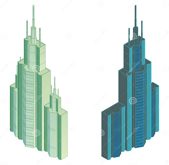 Isometric Projection of a High Building Stock Illustration ...