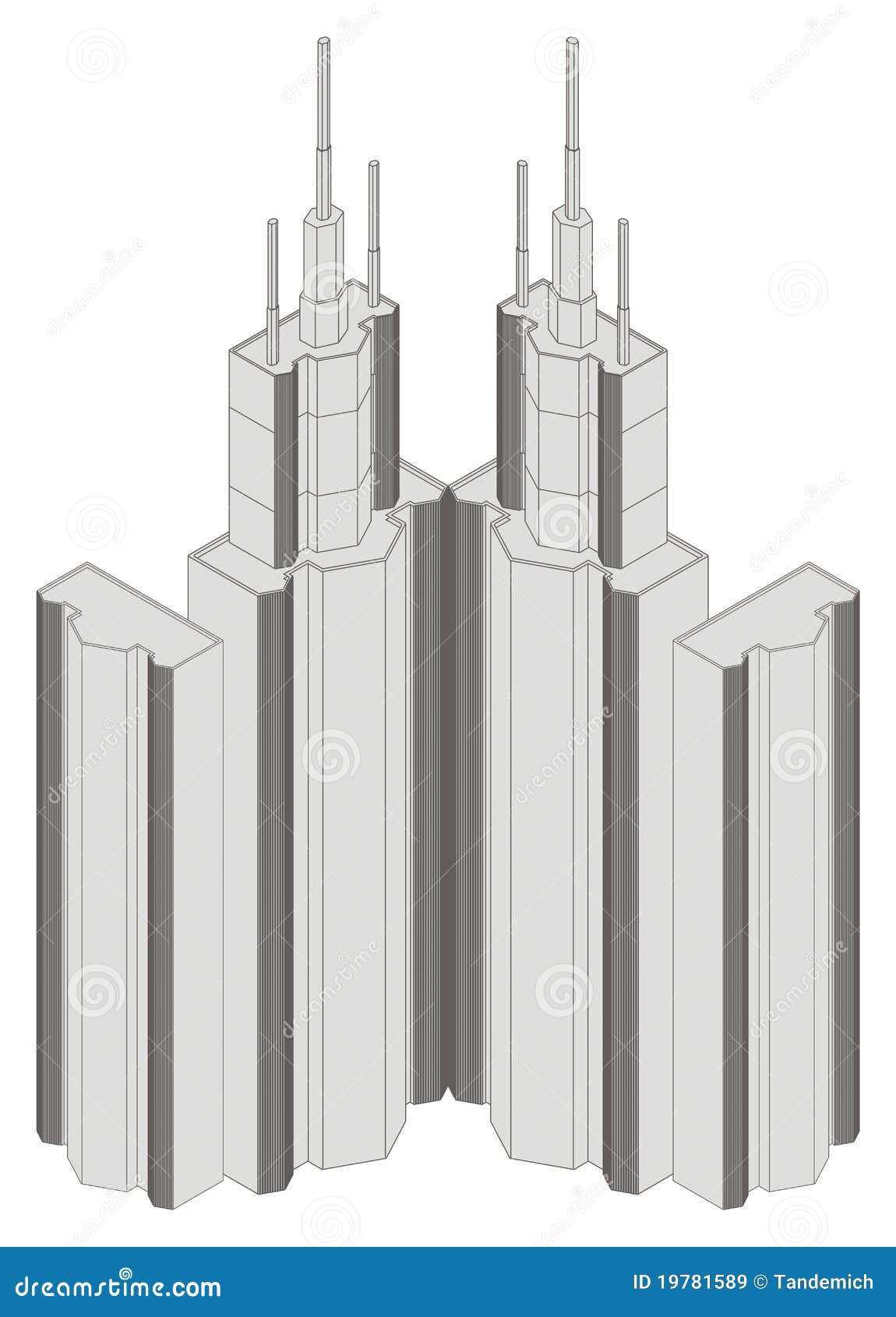 Isometric Projection of a High Building Stock Illustration ...