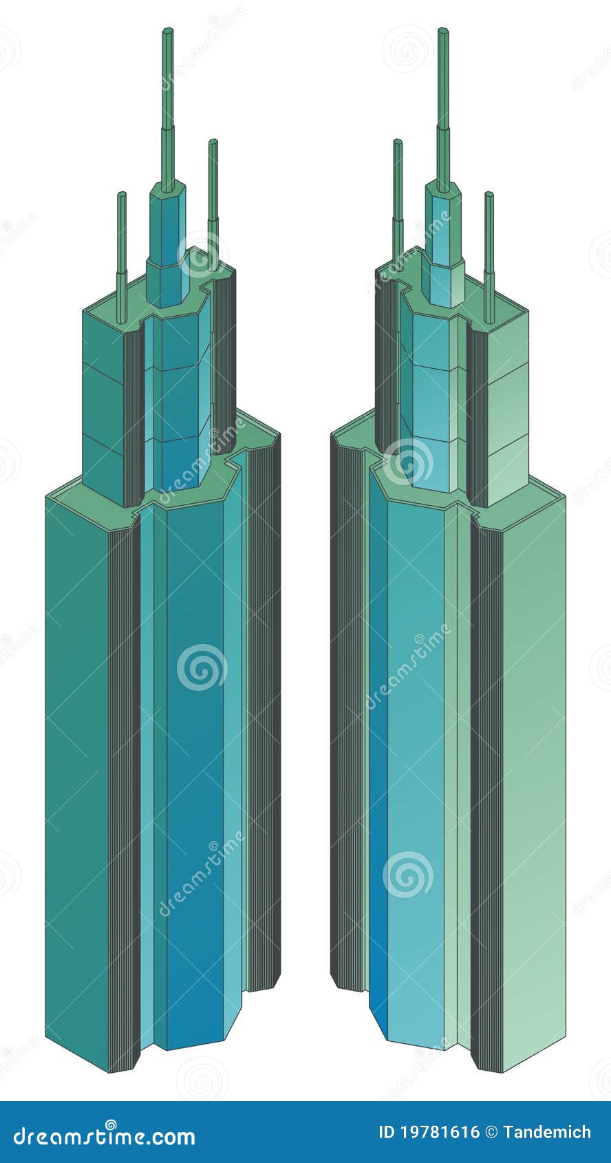 Isometric Projection of a High Building Stock Illustration ...