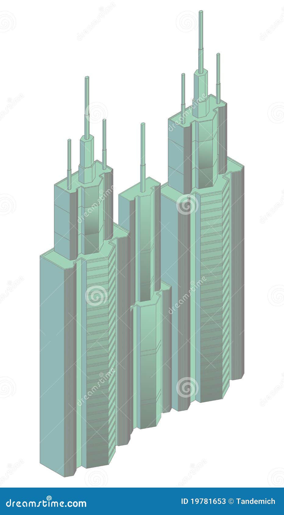 Isometric Projection of a High Building Stock Illustration ...