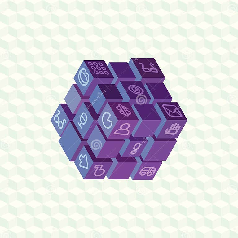 Isometric Projection Infographic Array of Cubes Stock Vector ...