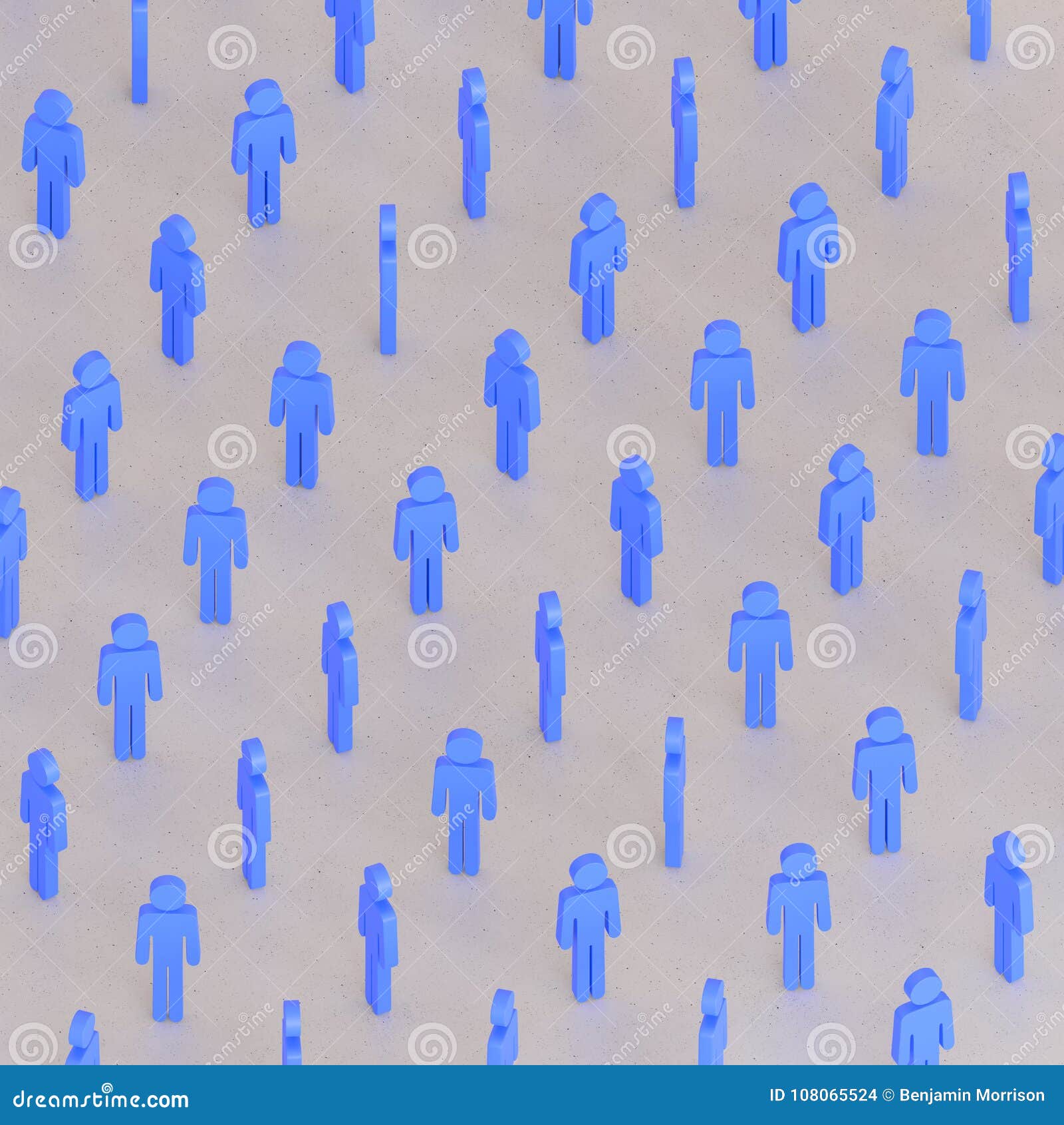Isometric Blue Men Symbols in a Tight Grid on a Simple Concrete Surface ...