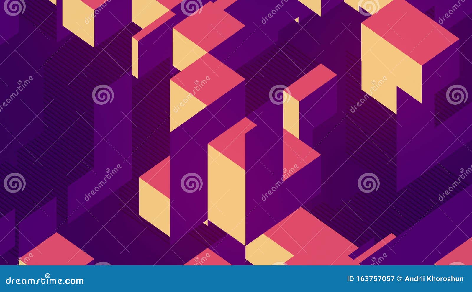 Isometric Projection Rectangular Shapes, 3D Puzzle. Seamless Loop ...