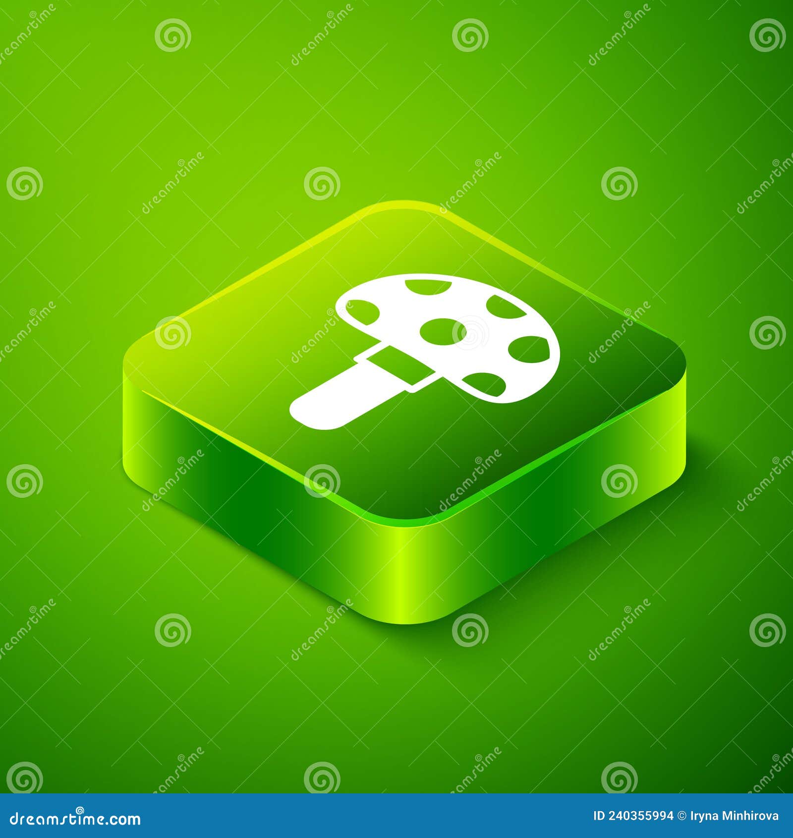 Isometric Psilocybin Mushroom Icon Isolated on Green Background ...