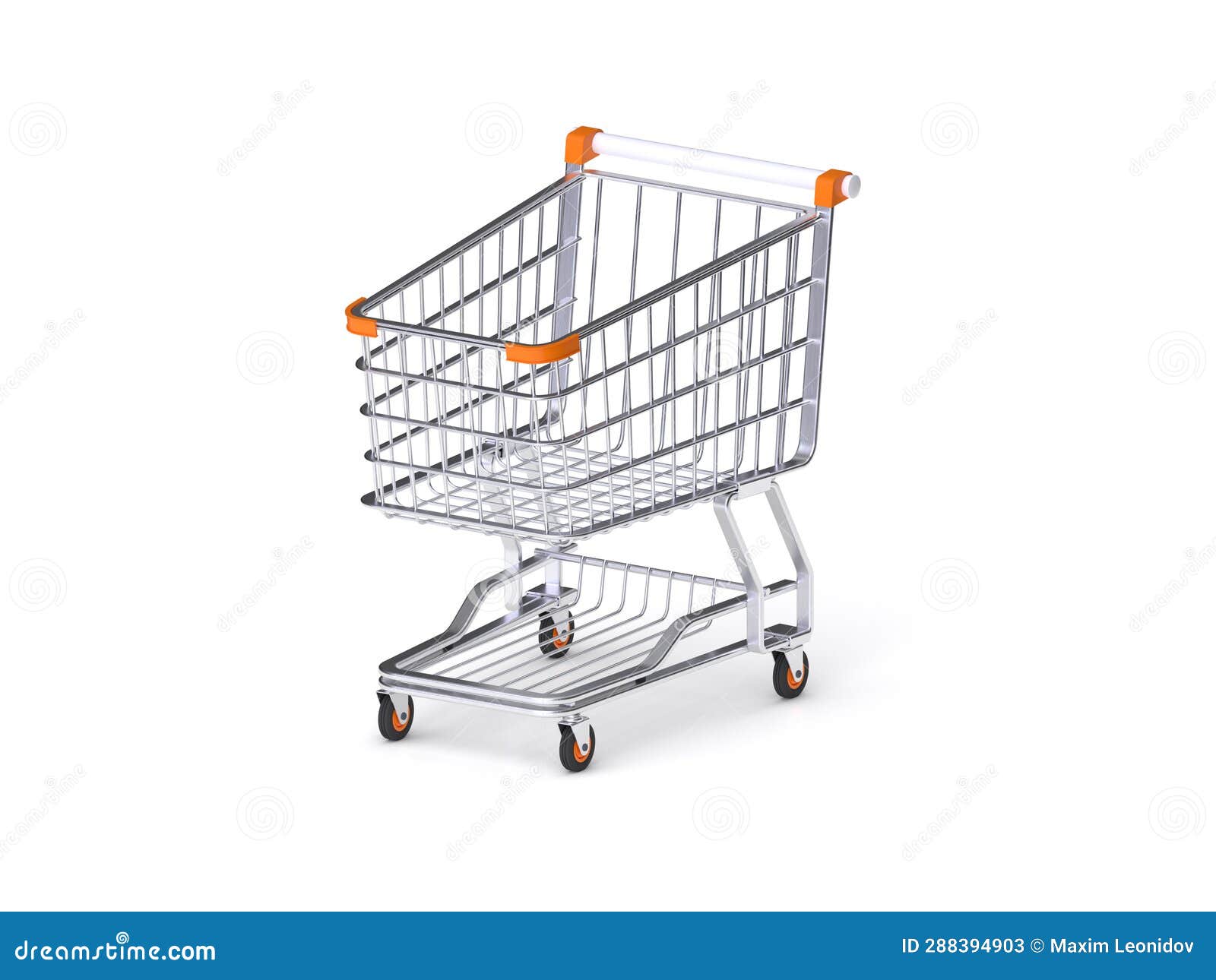Isometric Push Cart for Shopping 3D Render Stock Illustration ...