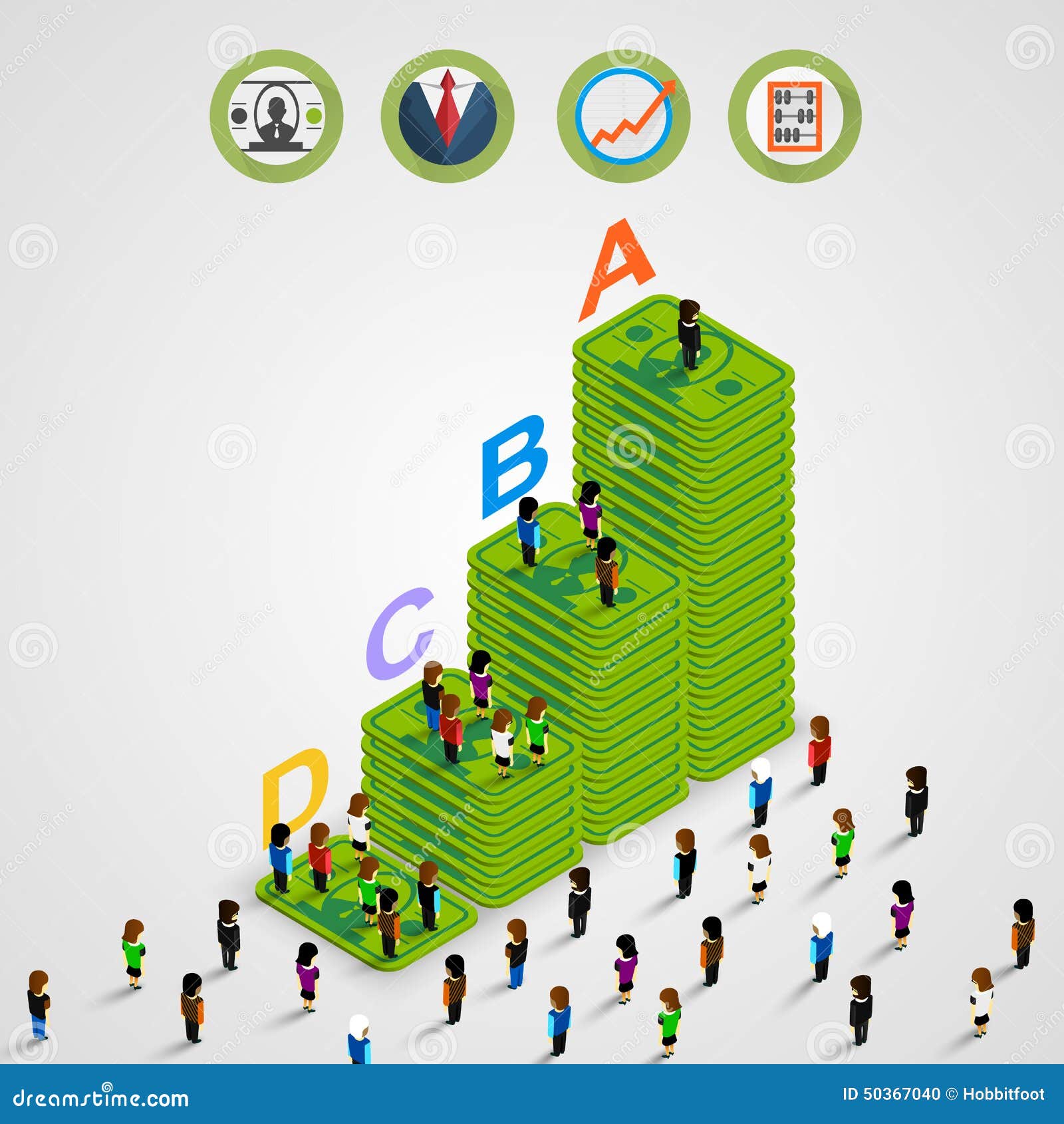 Isometric Pyramid Money with People Stock Vector - Illustration of ...
