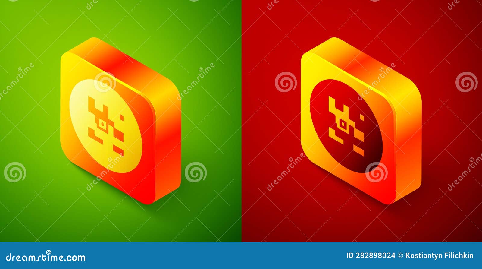 Isometric QR Code Sample for Smartphone Scanning Icon Isolated on Green ...