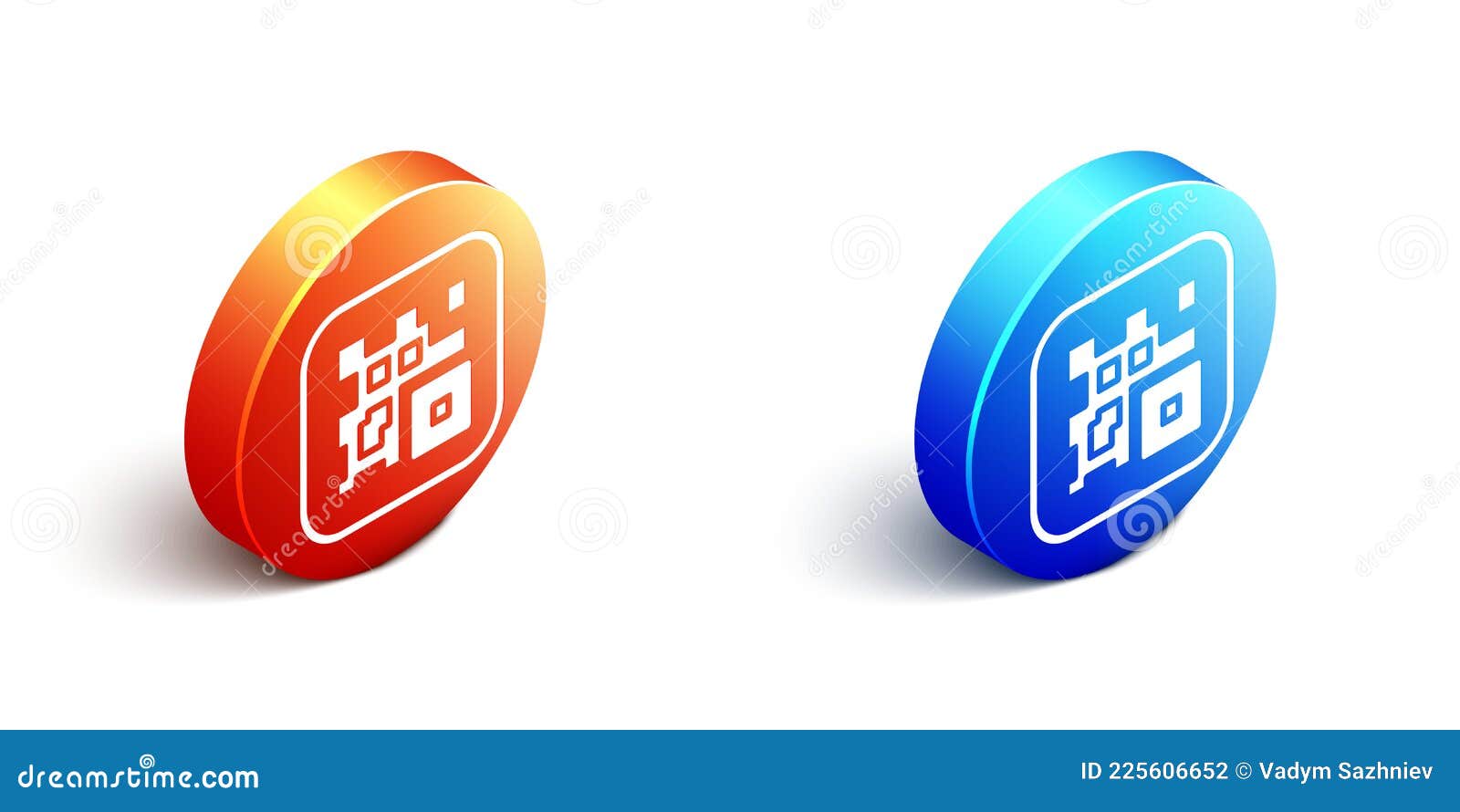 Isometric QR Code Sample for Smartphone Scanning Icon Isolated on White ...