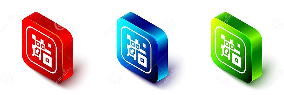 Isometric QR Code Sample for Smartphone Scanning Icon Isolated on White ...