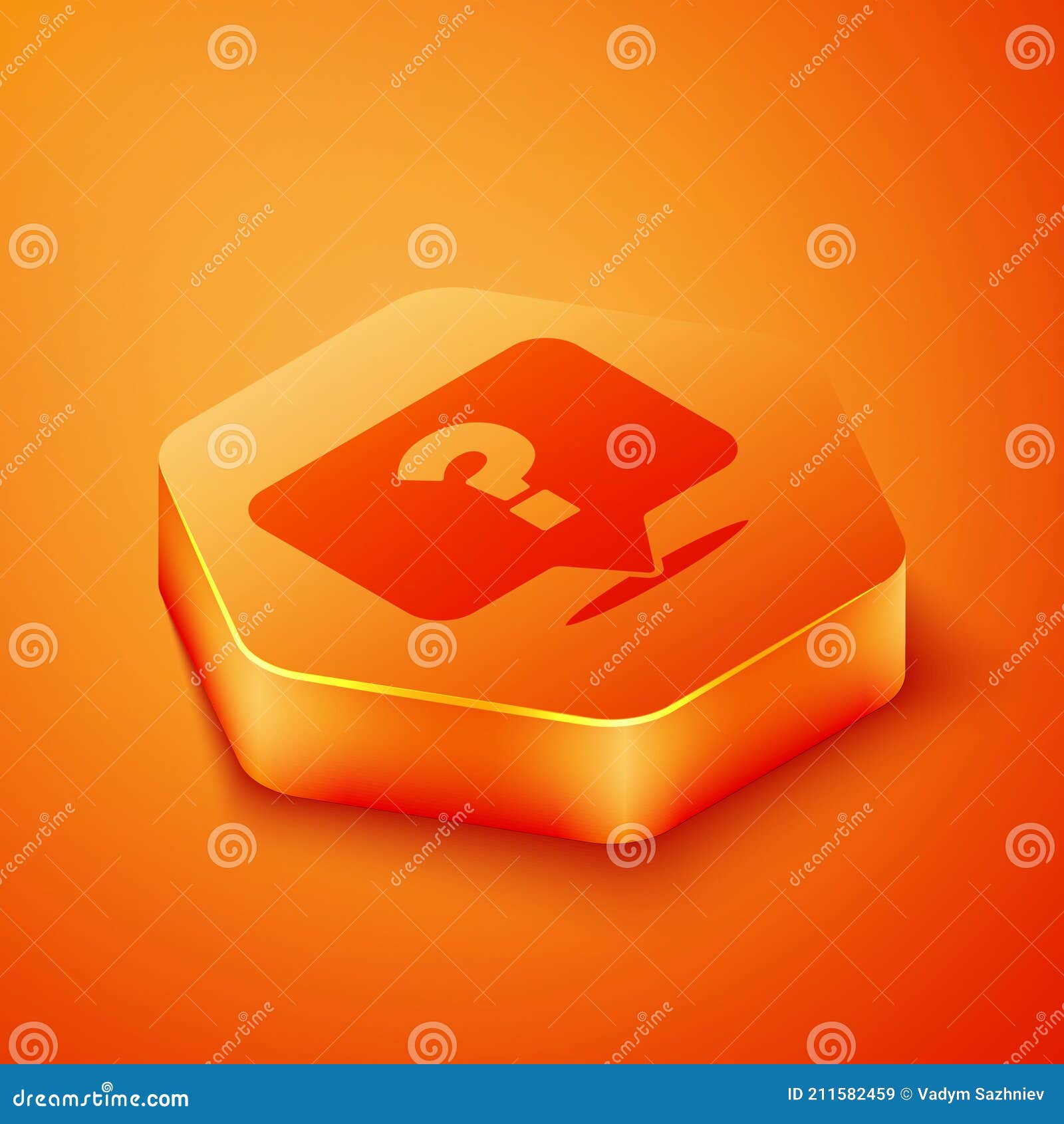 Isometric Question Mark Icon Isolated on Orange Background. FAQ Sign ...
