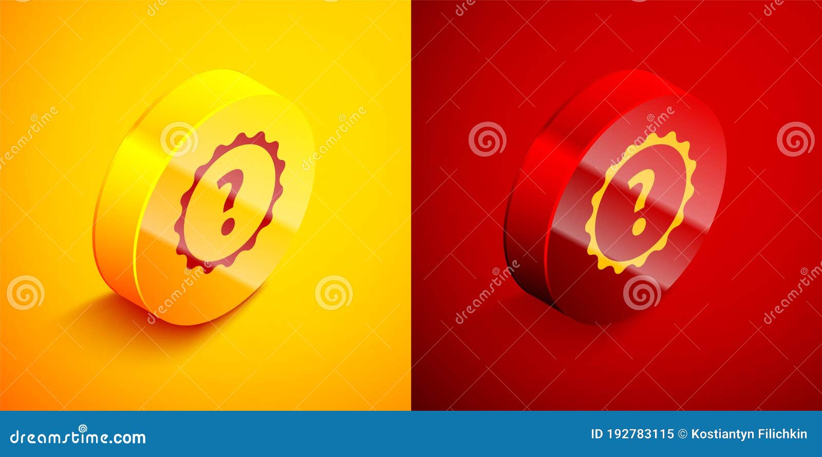 Isometric Question Mark Icon Isolated on Orange and Red Background. FAQ ...