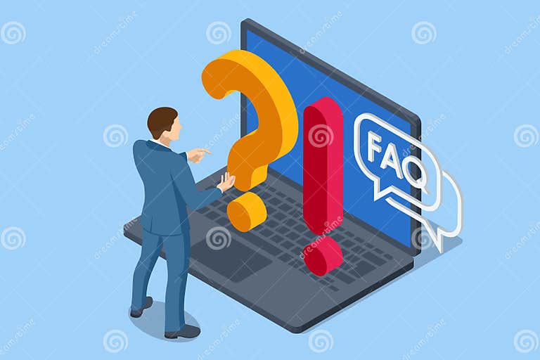 Isometric Question Marks, Message Box with Question, Chatbot Technology ...