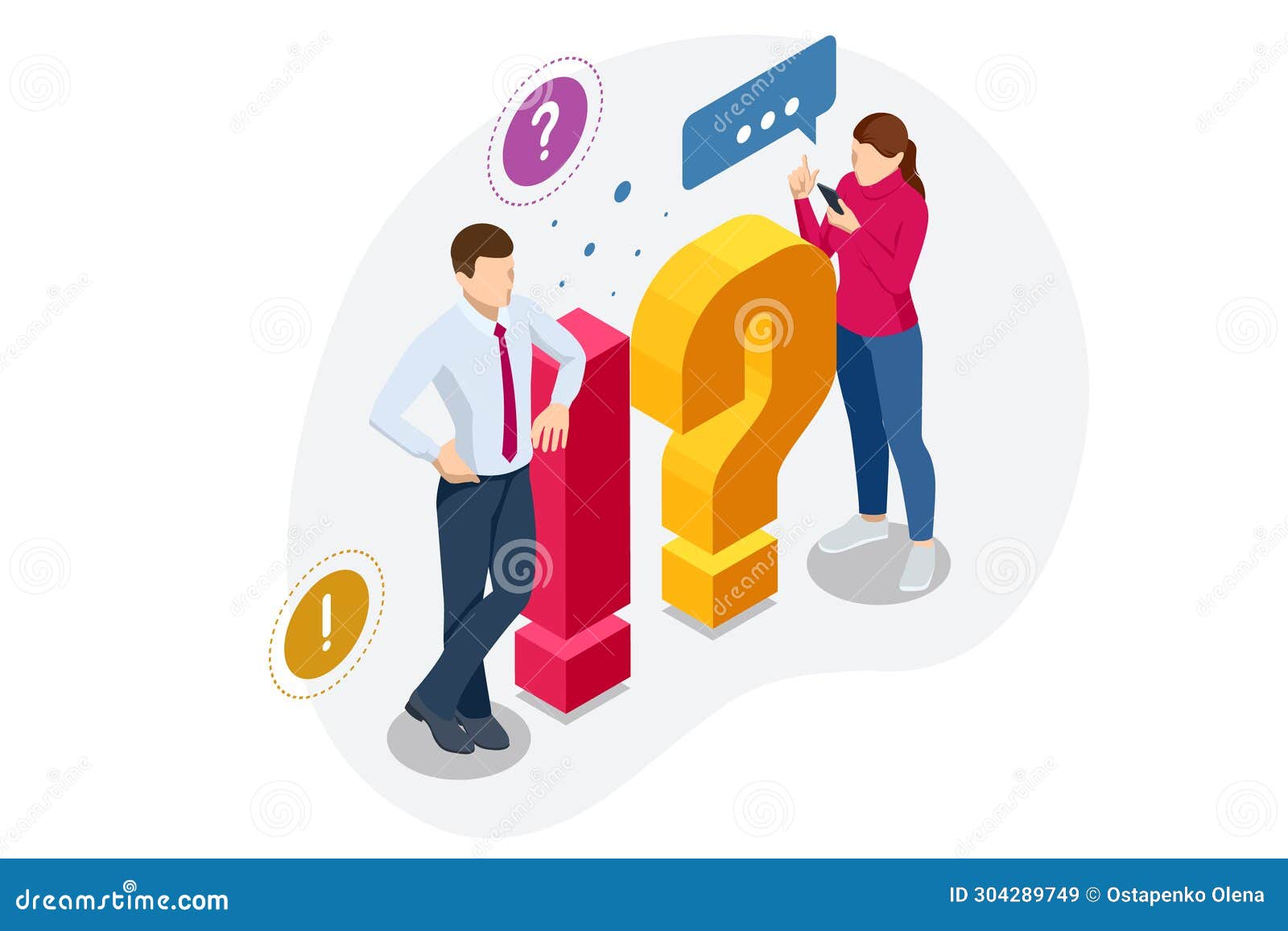 Isometric Question Marks, Message Box with Question, Chatbot Technology ...