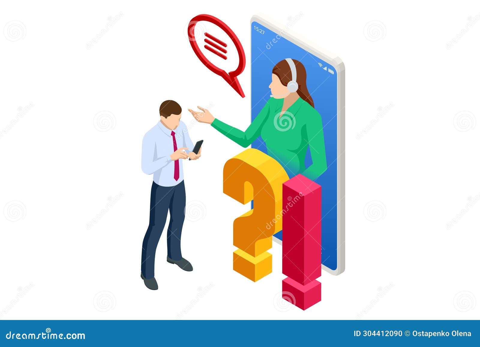 Isometric Question Marks, Message Box with Question, Chatbot Technology ...