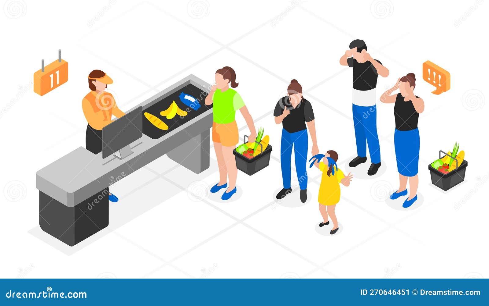 Isometric Queue Composition Stock Vector - Illustration of office, shop ...