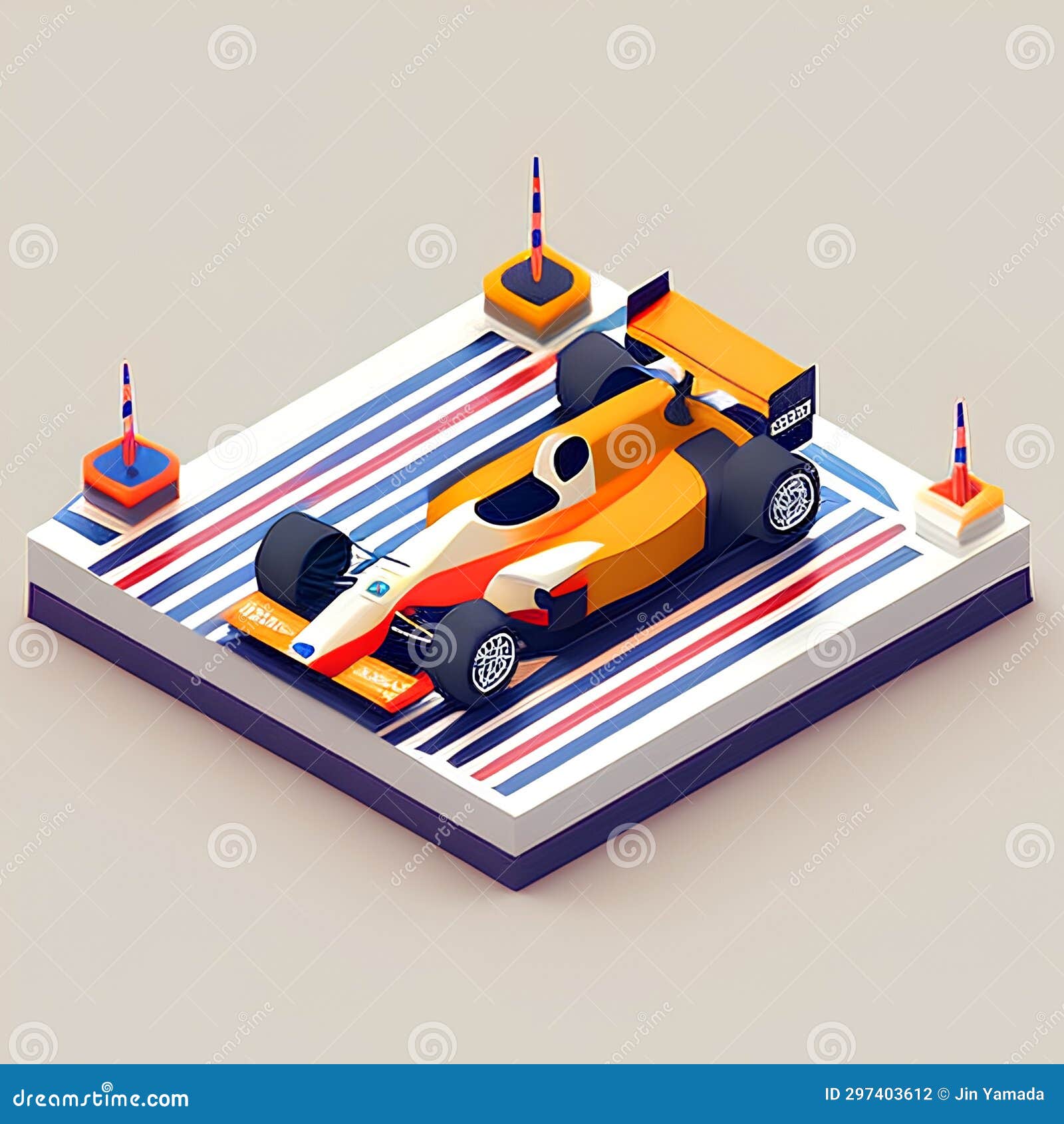 Isometric Racing Car on the Track. 3d Vector Illustration Stock ...
