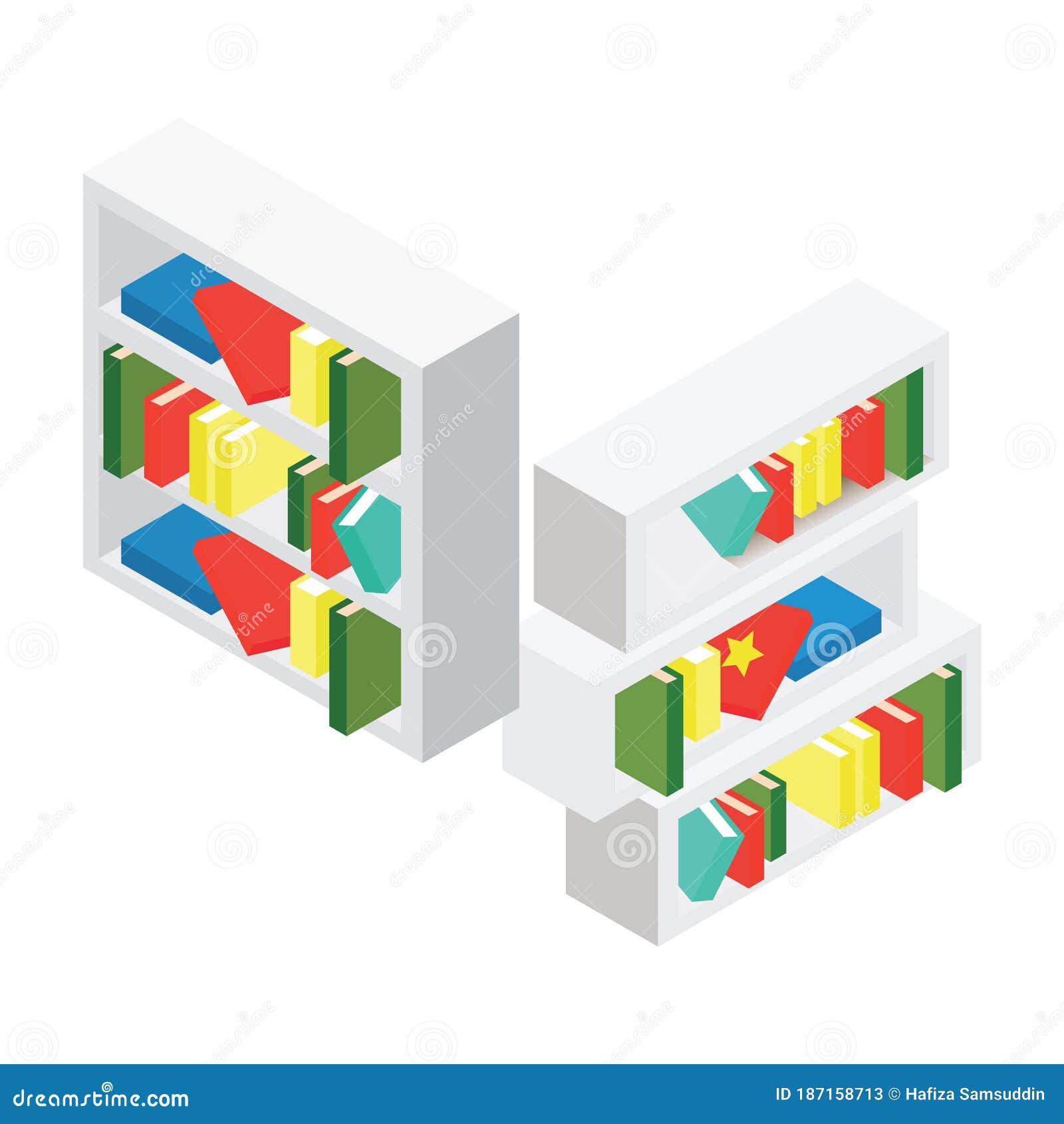 Isometric Racks with Books. Vector Illustration Decorative Design Stock ...