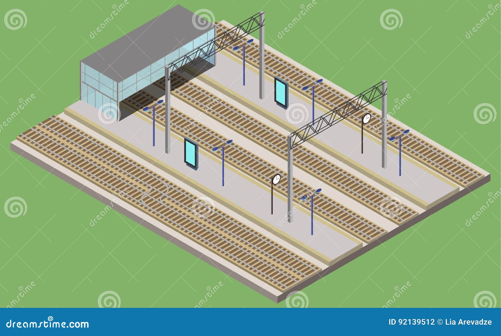 Isometric Railway Station, Urban Infrastructure Stock Vector ...