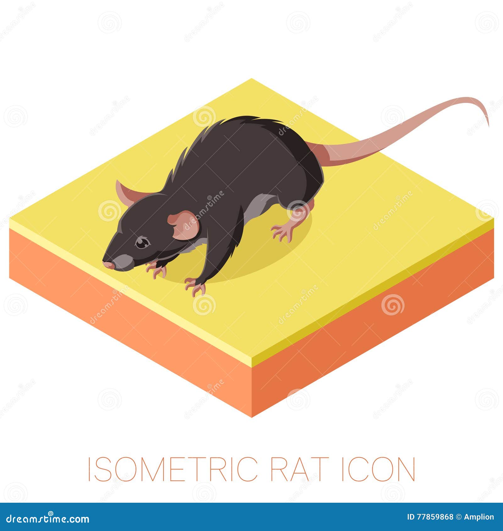 Isometric Rat Icon on a Square Ground Stock Vector - Illustration of ...