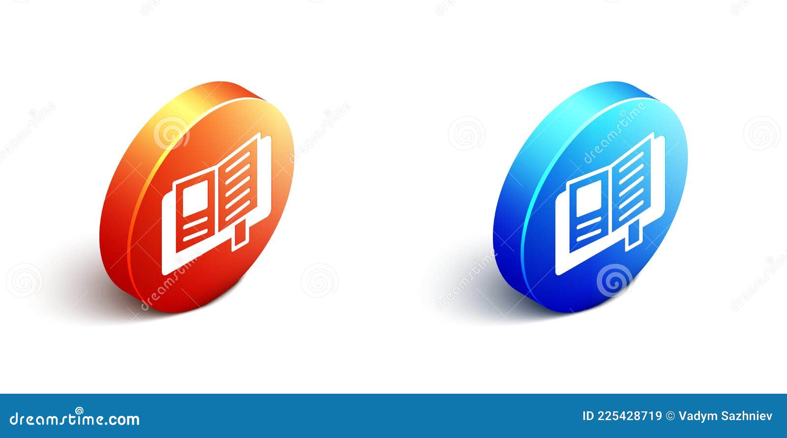 Isometric Reading Book Icon Isolated on White Background. Orange and ...