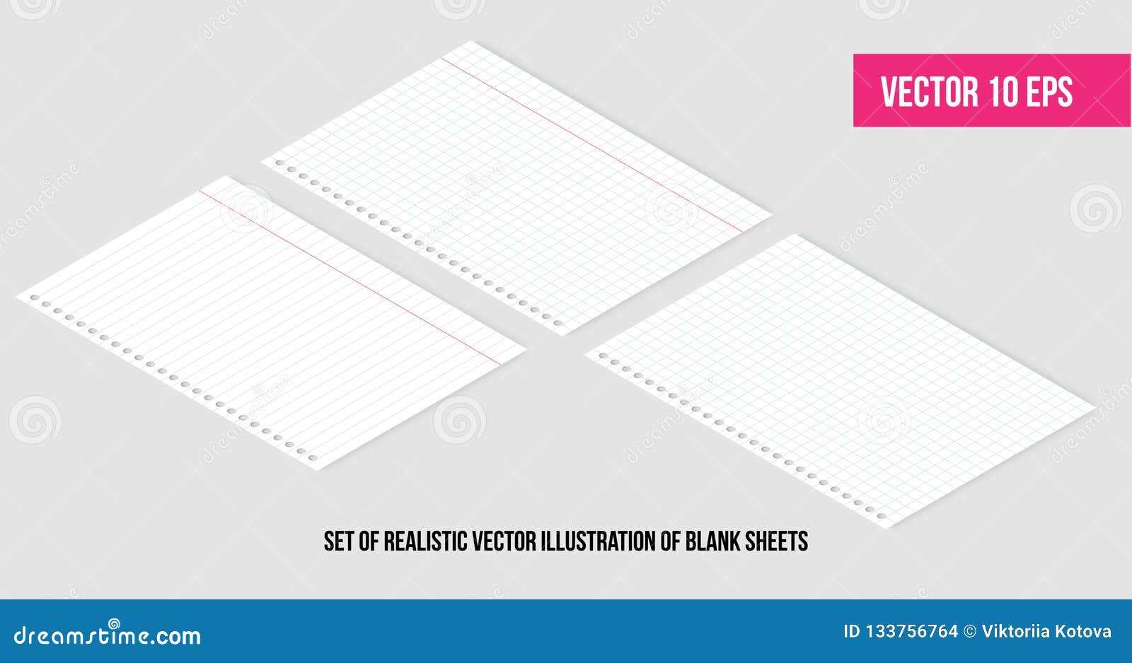Isometric Realistic Vector Illustration of Blank Sheets of Square and ...