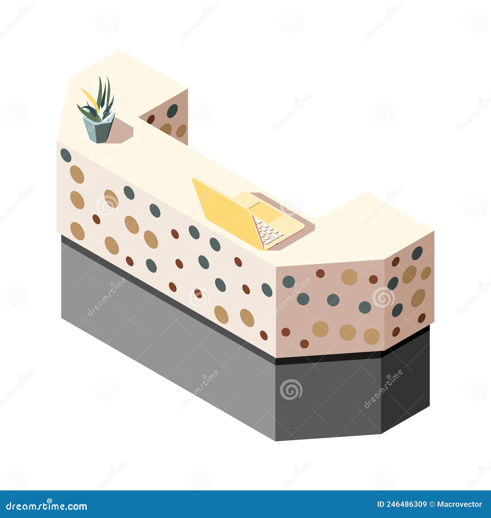Isometric Reception Desk stock vector. Illustration of travel - 246486309