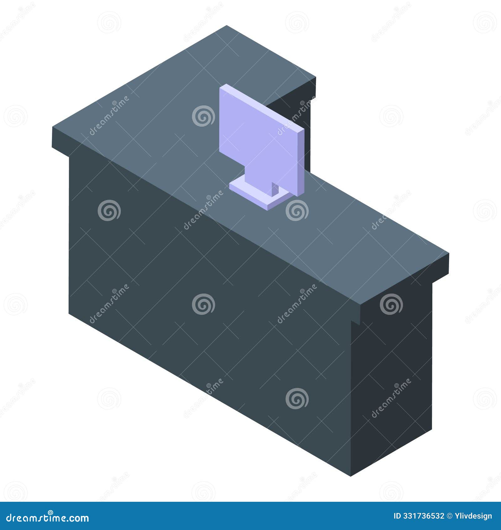 Isometric Reception Desk Standing in Office Room Stock Illustration ...