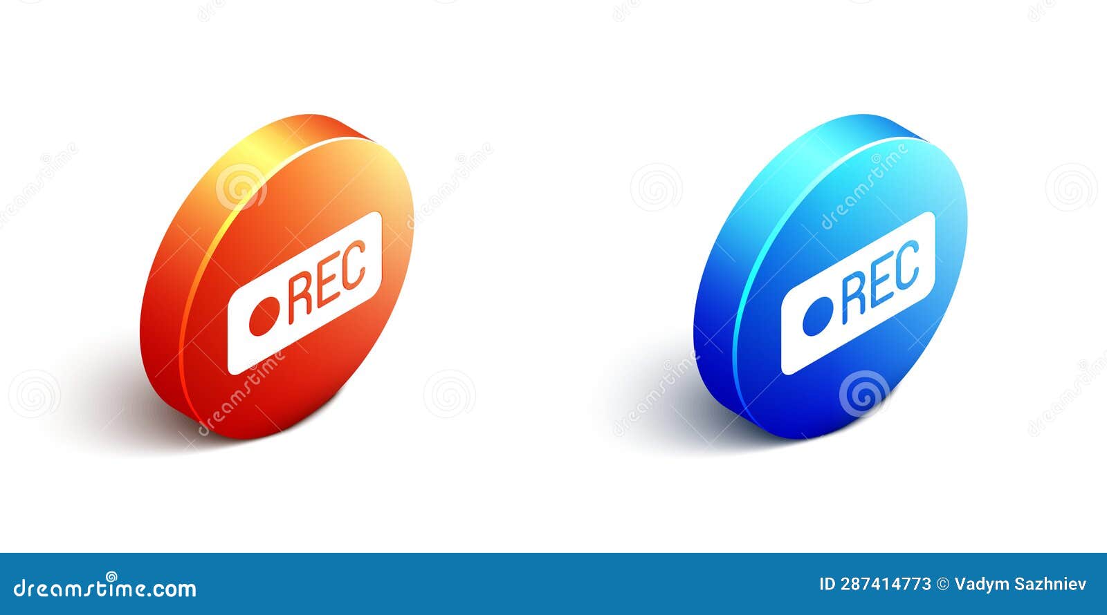 Isometric Record Button Icon Isolated on White Background. Rec Button ...