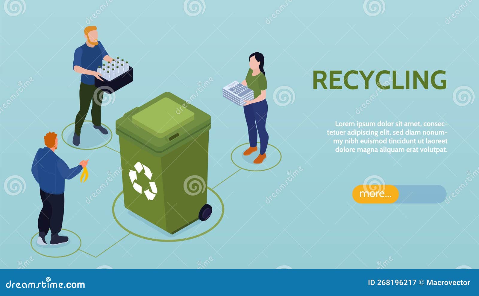 Isometric Recycling Horizontal Banner Stock Vector - Illustration of ...