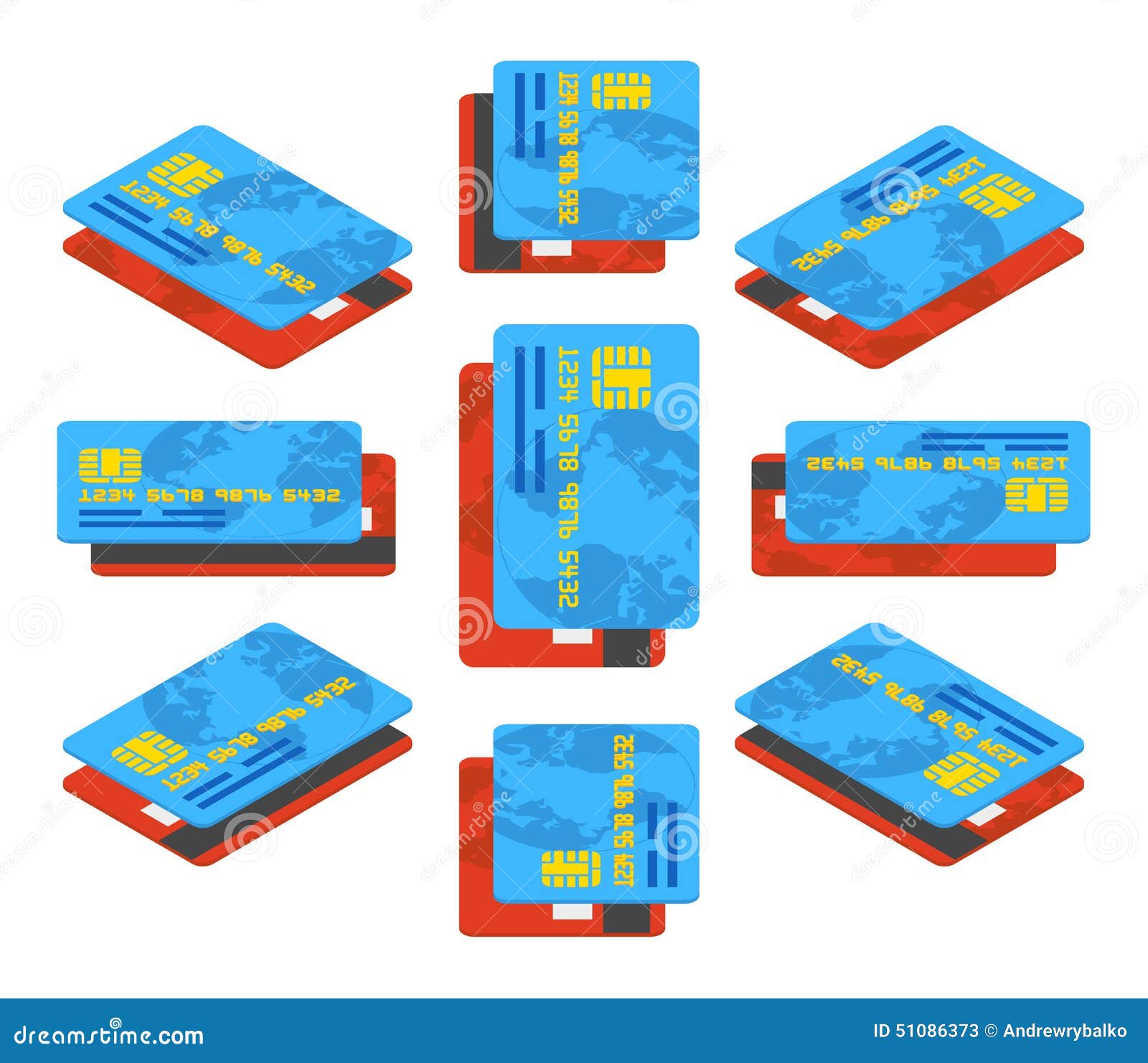 Isometric Red and Blue Credit Cards Stock Vector - Illustration of ...