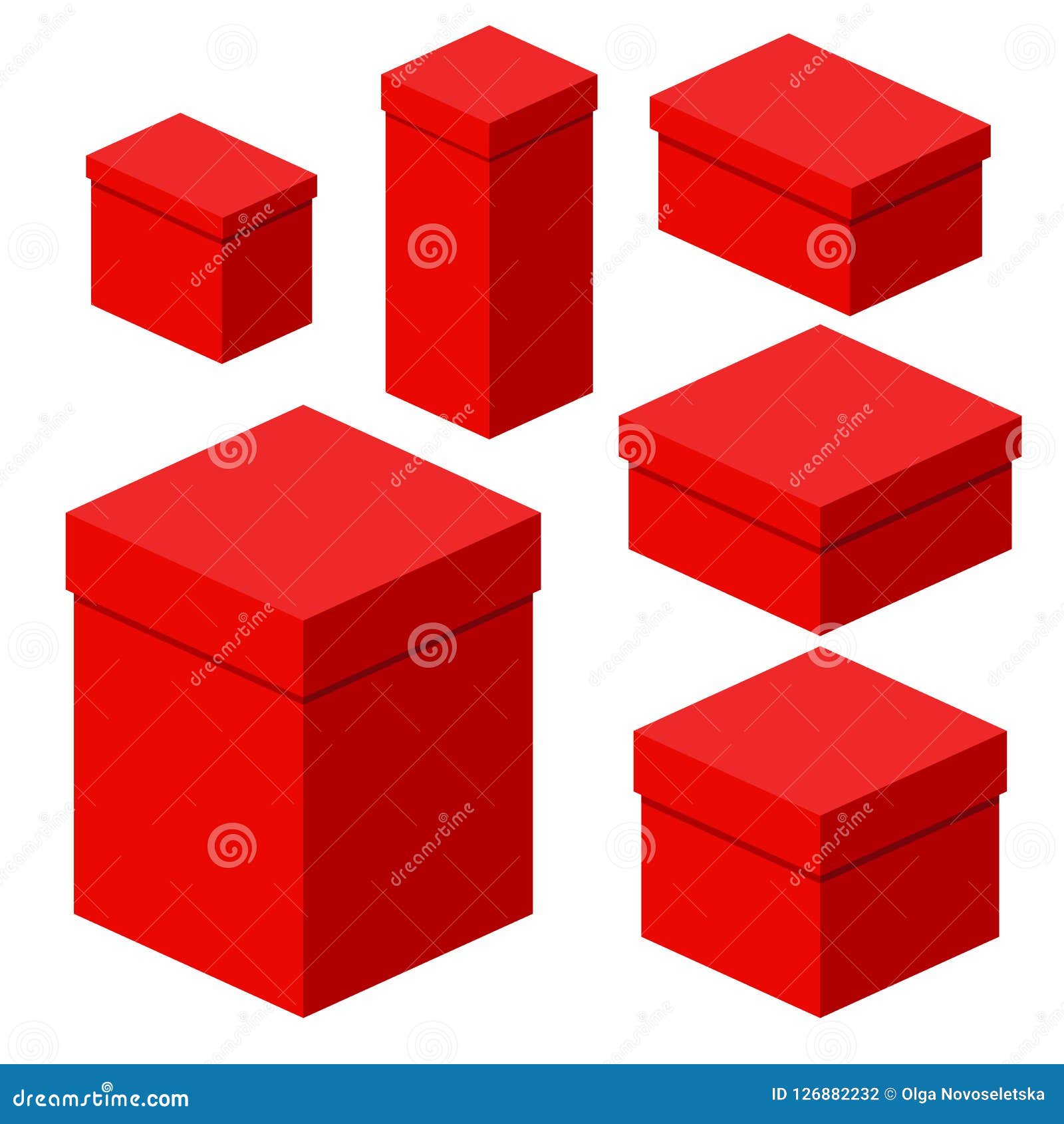 Isometric Red Boxes of Different Sizes for Packaging, Gifts ...