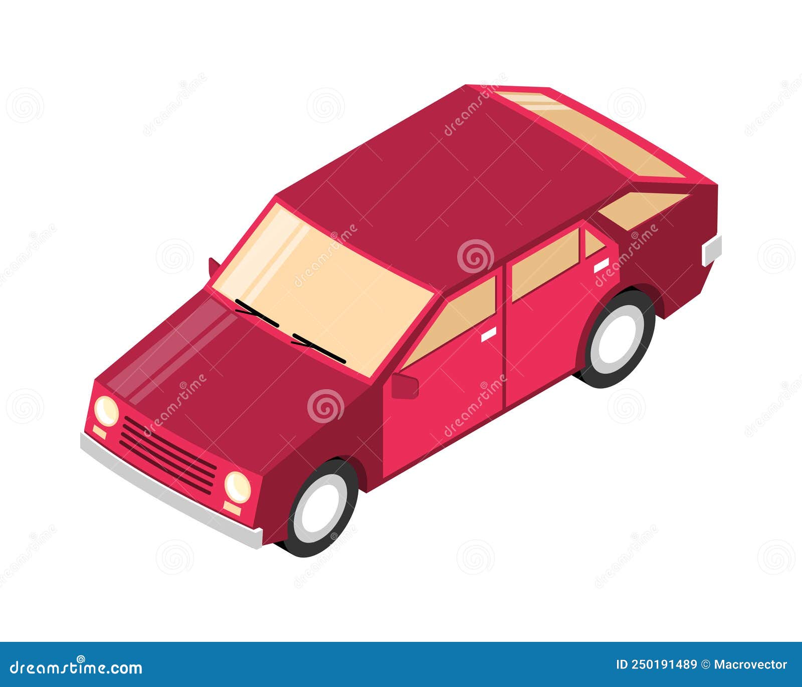 Isometric Red Car Composition Stock Illustration - Illustration of ...