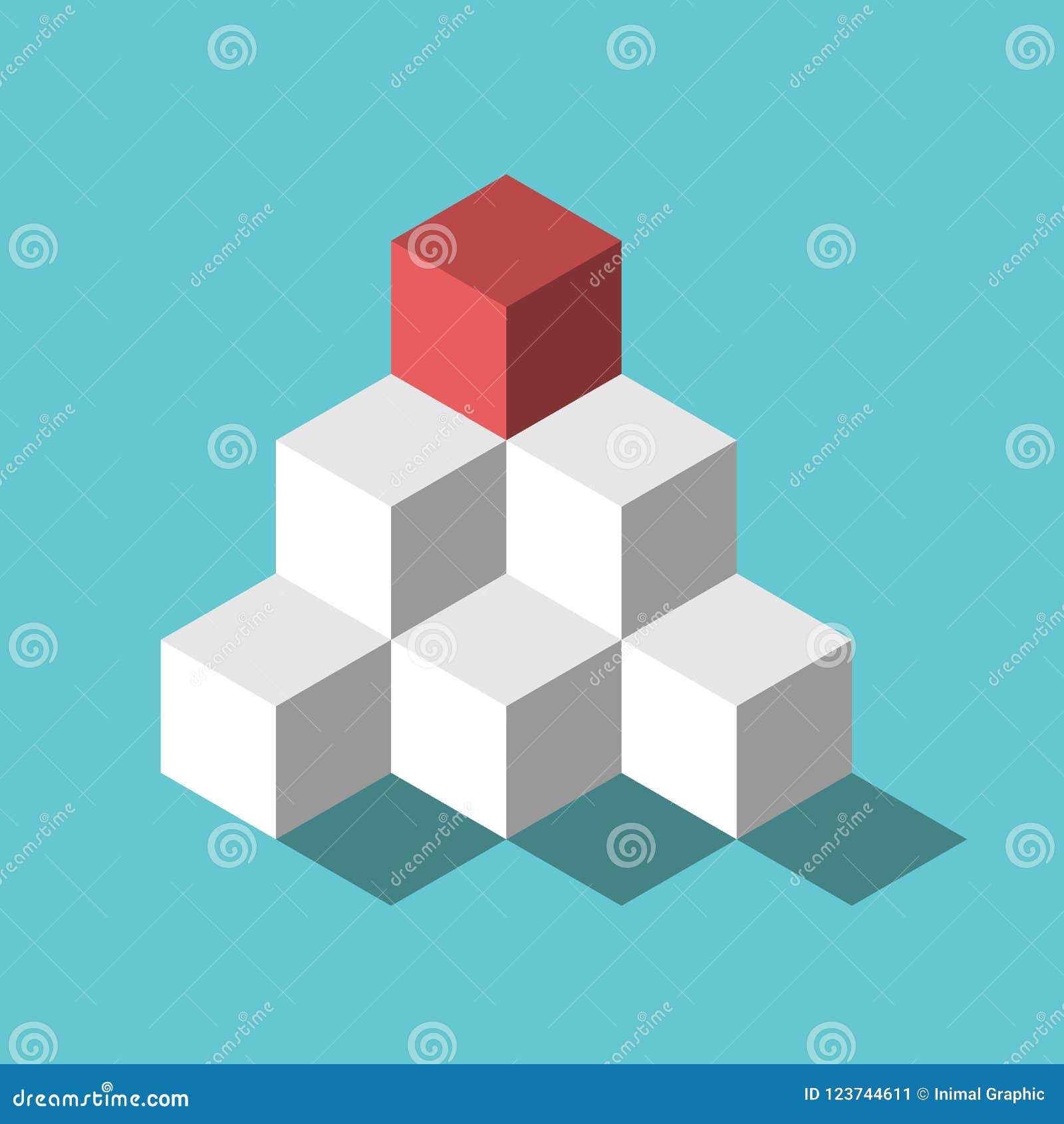 Red cube, pyramid top stock vector. Illustration of corporate - 123744611