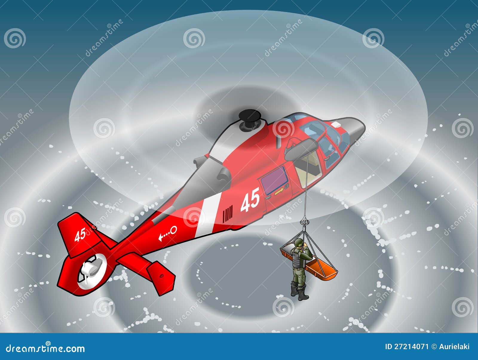Isometric Red Helicopter in Flight in Rescue Stock Vector ...