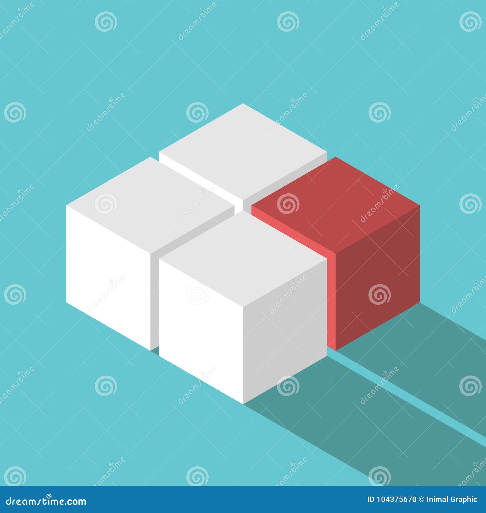 Isometric red missing cube stock vector. Illustration of idea - 104375670