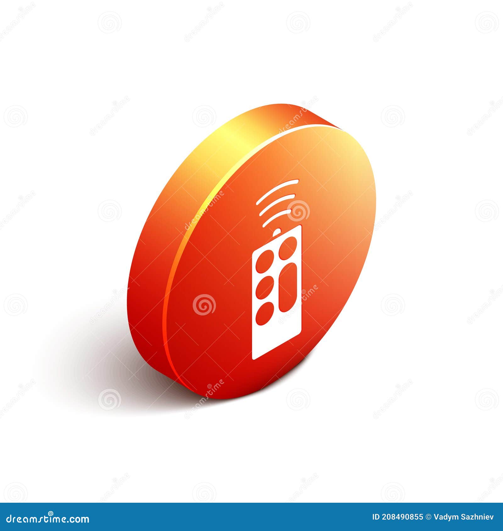 Isometric Remote Control Icon Isolated on White Background. Orange ...
